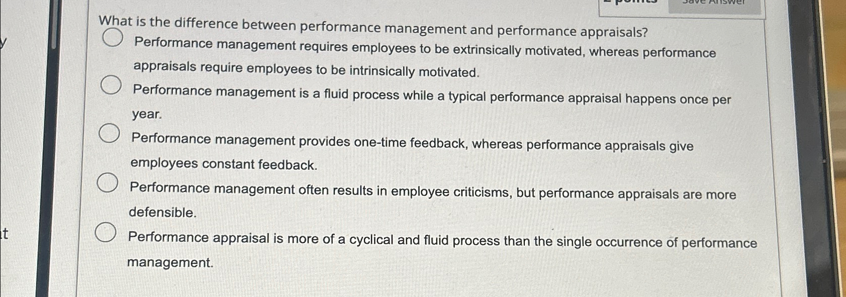 Solved What is the difference between performance management | Chegg.com