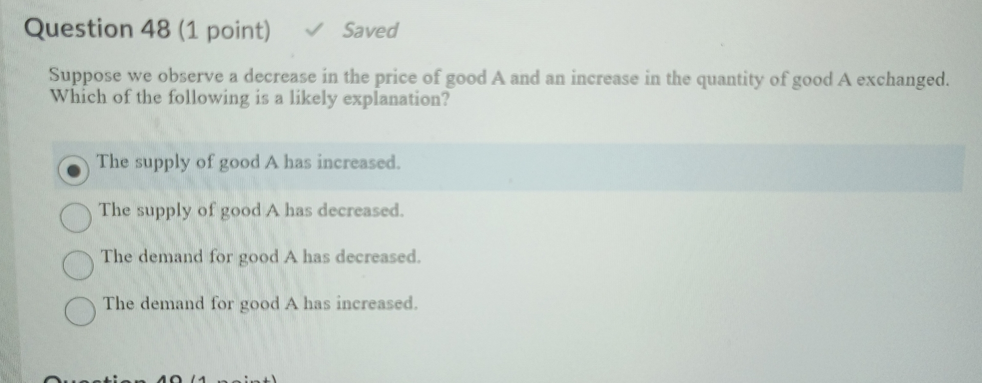 Solved Question 48 (1 ﻿point) ﻿SavedSuppose we observe a | Chegg.com