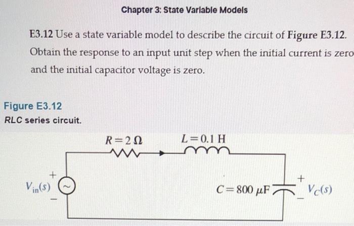 Solved Chapter 3: State Variable Models E3.12 Use a state | Chegg.com