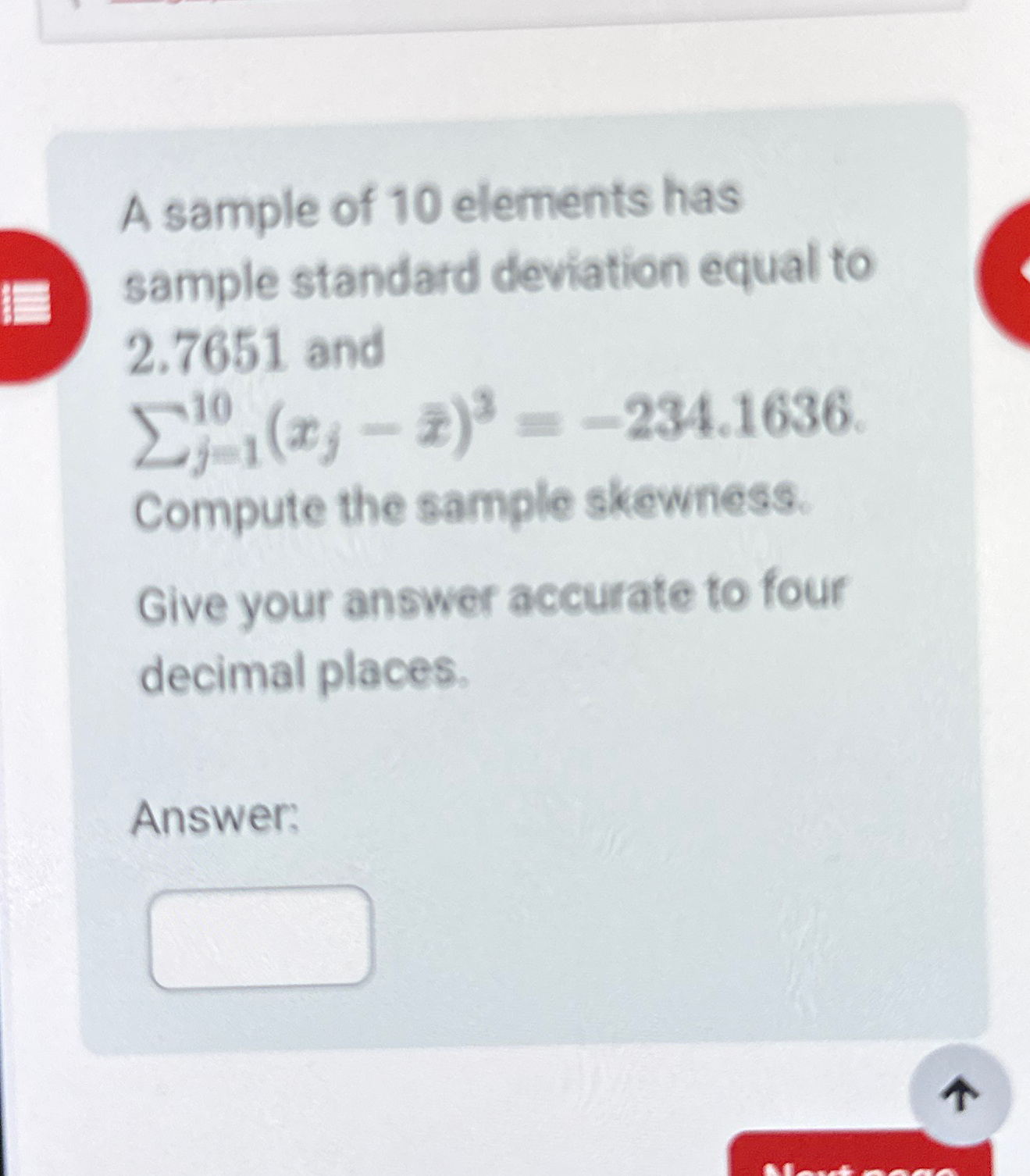 Solved A sample of 10 ﻿elements has sample standard | Chegg.com