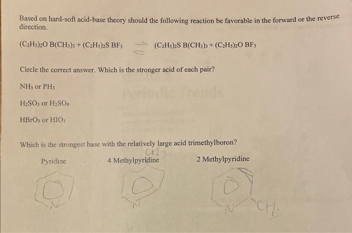 Solved Based on hard-soft acid-base theory should the | Chegg.com