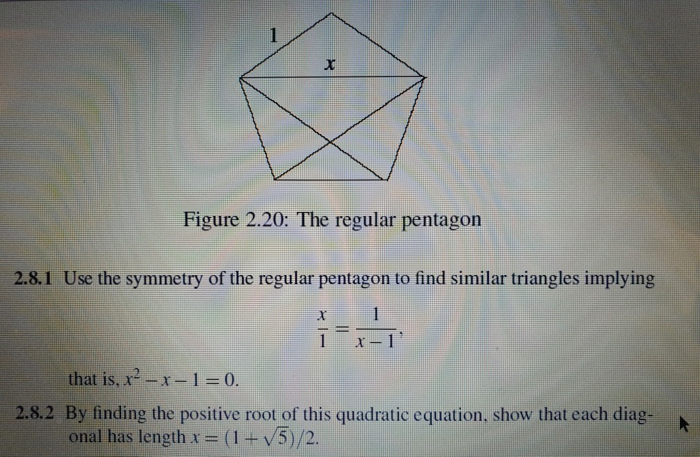 Solved X Figure 2.20: The regular pentagon 2.8.1 Use the | Chegg.com