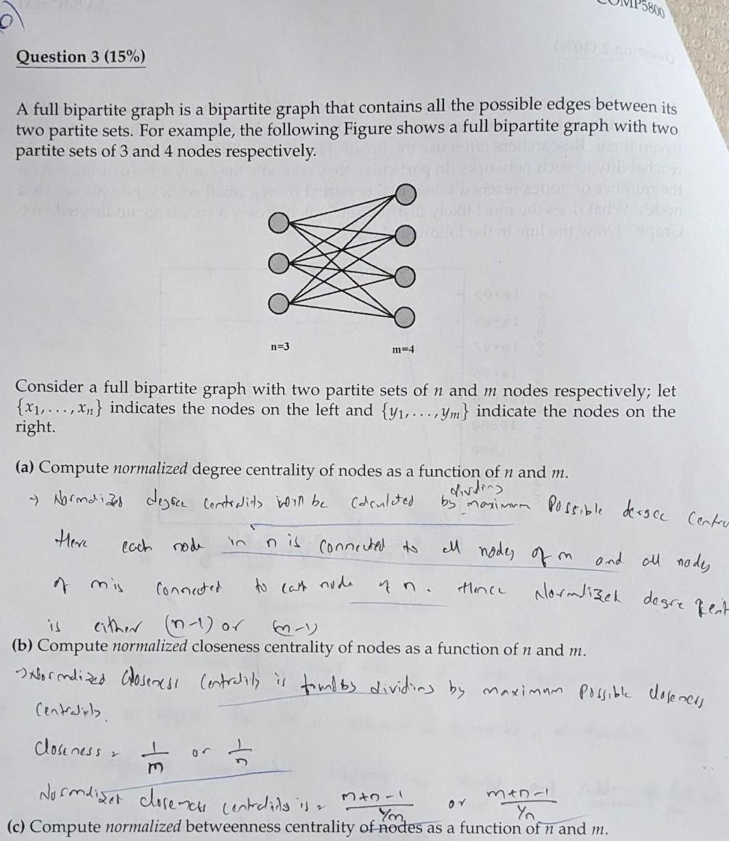 Solved A full bipartite graph is a bipartite graph that | Chegg.com