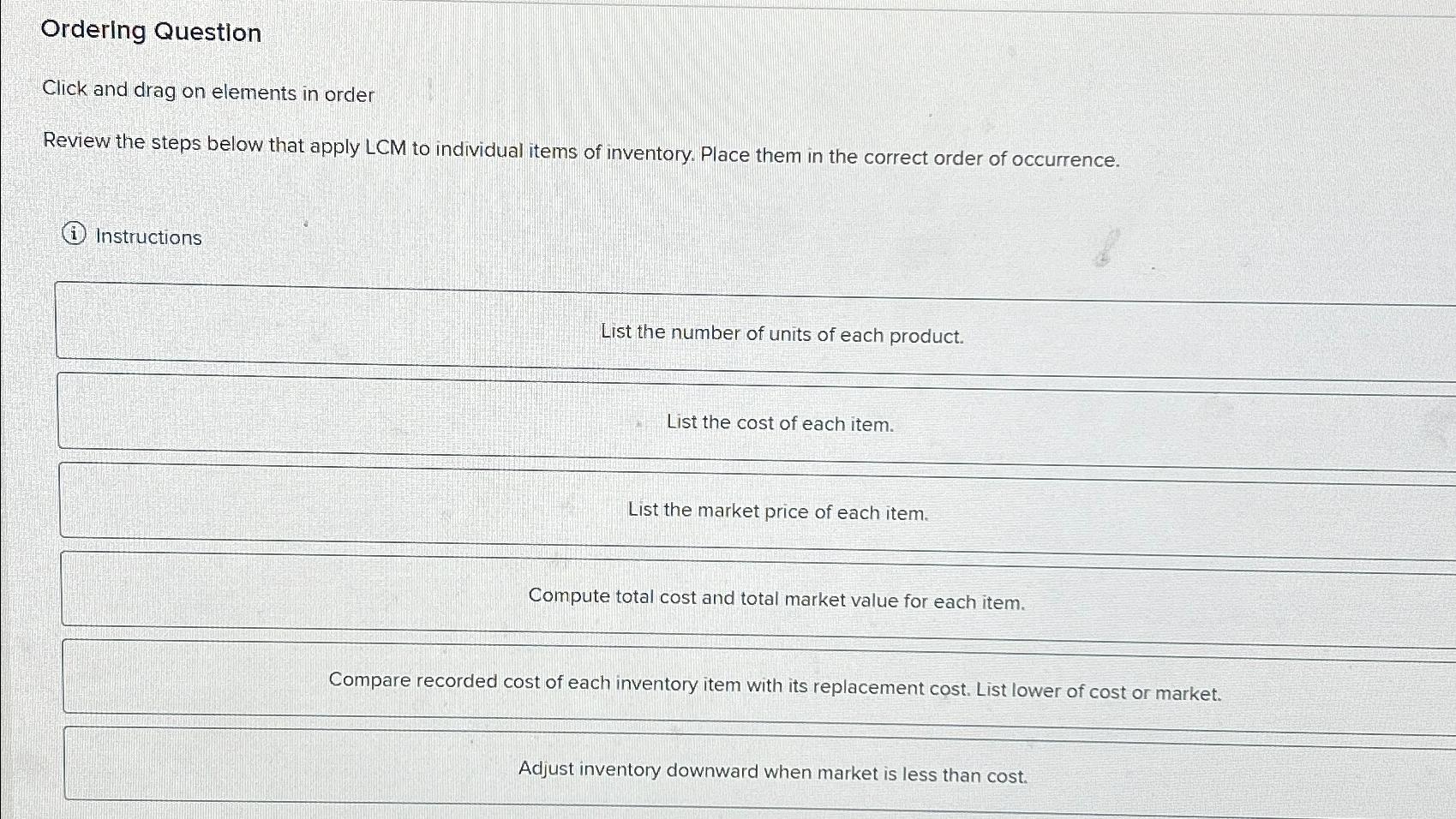 Solved Ordering QuestionClick and drag on elements in | Chegg.com