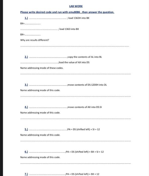 Solved LAB WORK Please write desired code and run with | Chegg.com