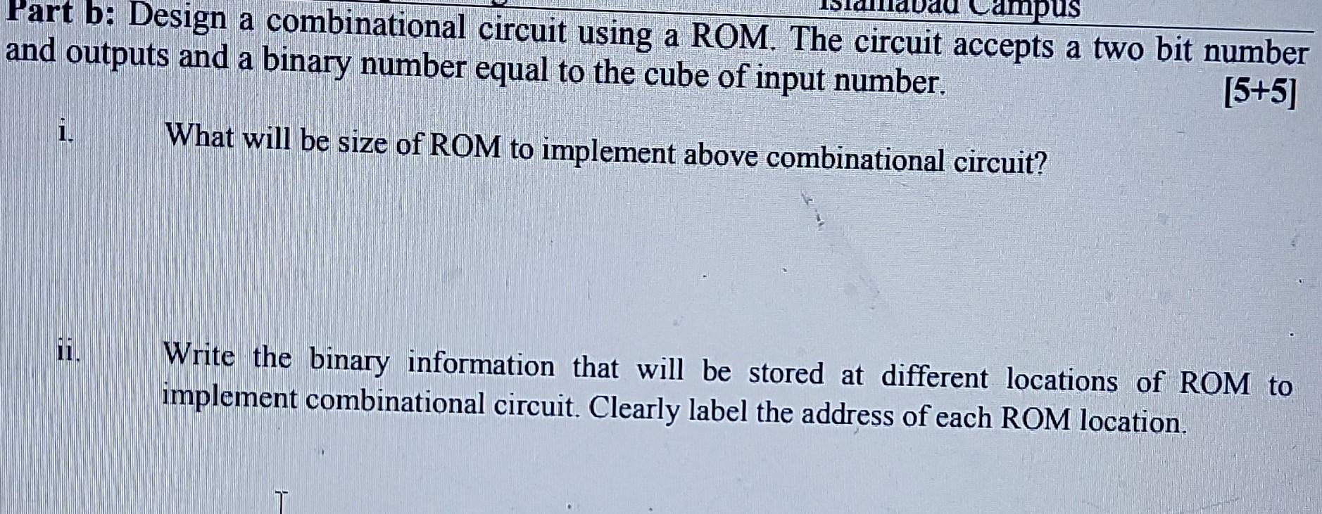 Solved du Campus Part b: Design a combinational circuit | Chegg.com
