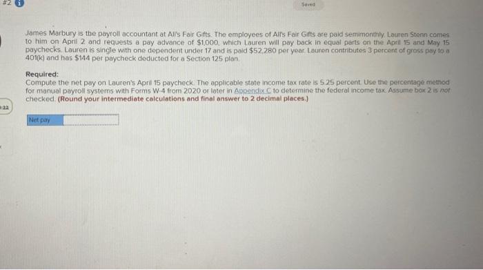 Solved James Marbury is the payroll accountant at All's Fair | Chegg.com