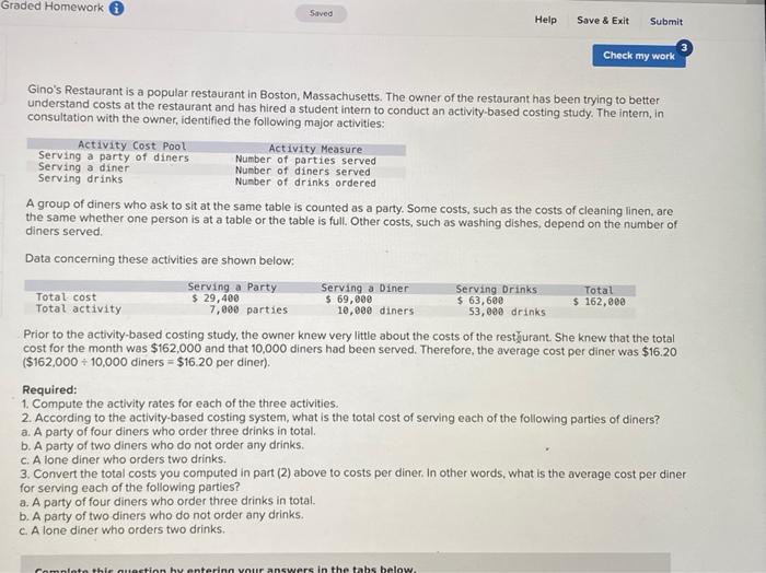 Solved Graded Homework Saved Help Save & Exit Submit Check | Chegg.com