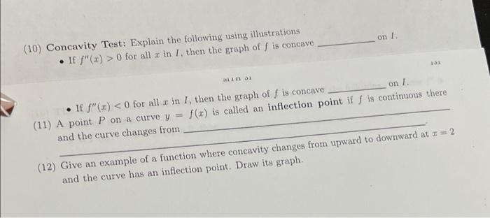 Solved on 1 (10) Concavity Test: Explain the following using | Chegg.com