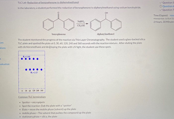 Solved TLC Lab: Reduction of benzophenone to | Chegg.com