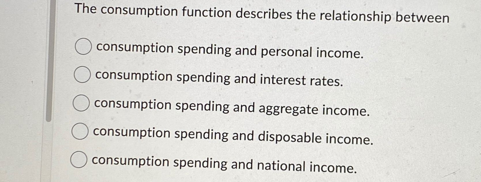 Solved The consumption function describes the relationship | Chegg.com