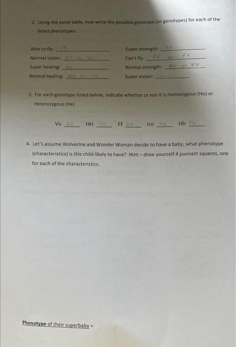 Solved Now let's test your understanding! Superhero genetics | Chegg.com