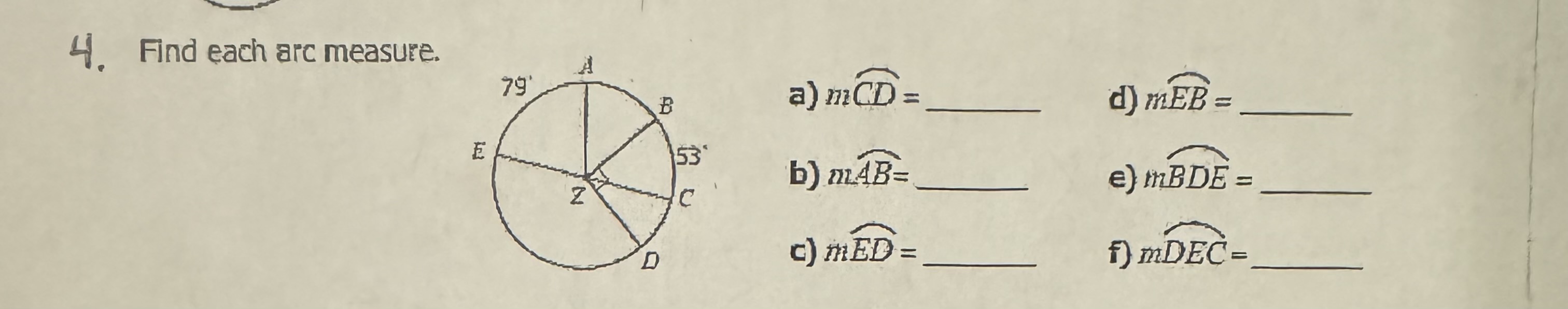 Solved Find each arc | Chegg.com