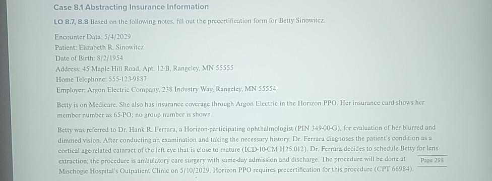 Solved Case 8 1 abstracting Insurance Informationlo