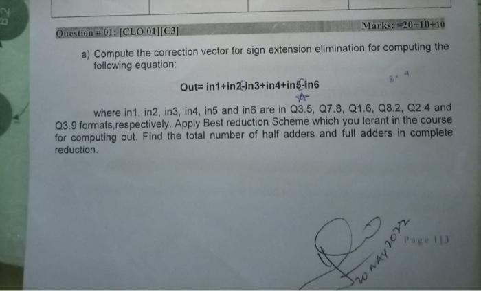 a) Compute the correction vector for sign extension | Chegg.com