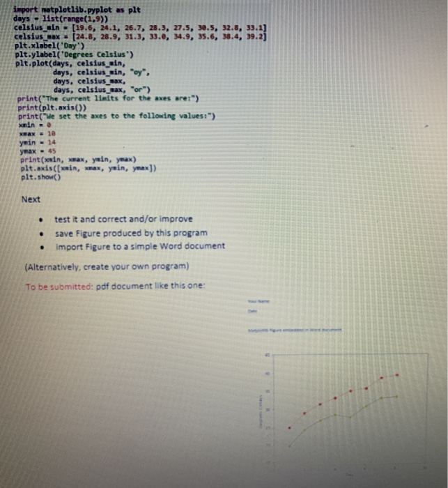Solved import natplotlib.pyplot as plt days list(range(1,9)) | Chegg.com