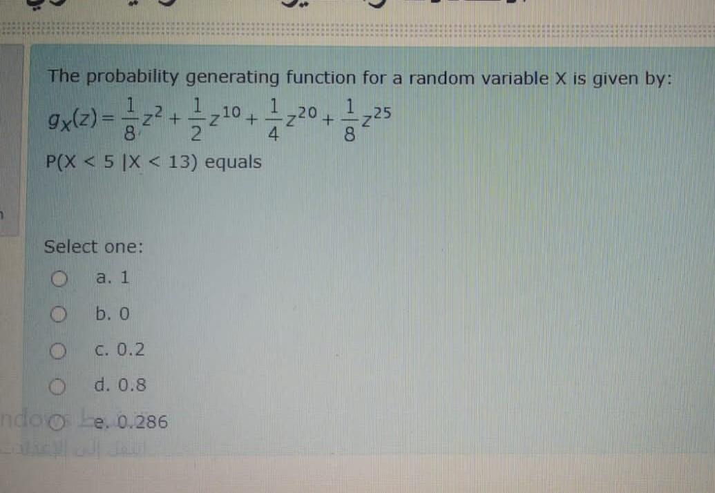 Solved The probability generating function for a random | Chegg.com