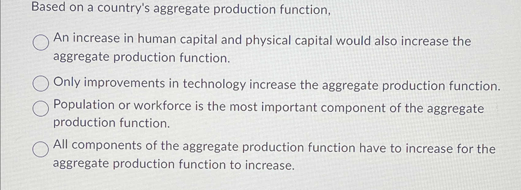 Solved Based on a country's aggregate production function,An | Chegg.com