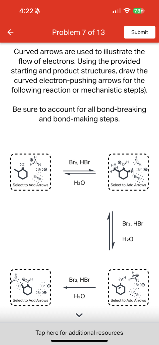 Solved 4:22734Problem 7 ﻿of 13Curved arrows are used to | Chegg.com