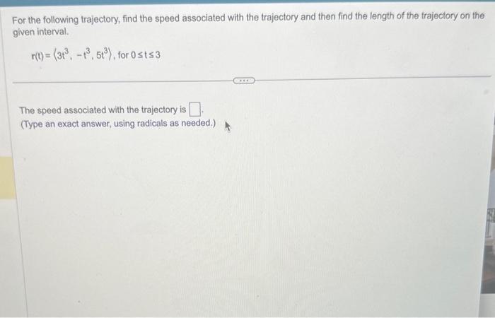Solved For the following trajectory, find the speed | Chegg.com