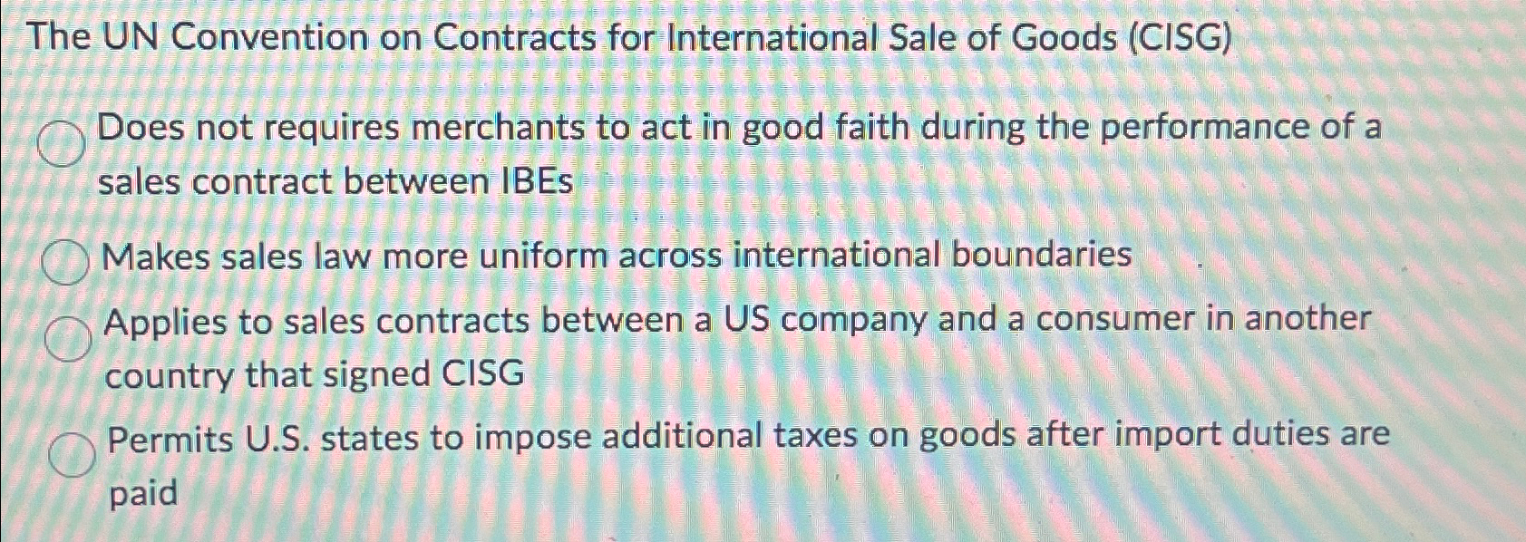 Solved The UN Convention on Contracts for International Sale | Chegg.com