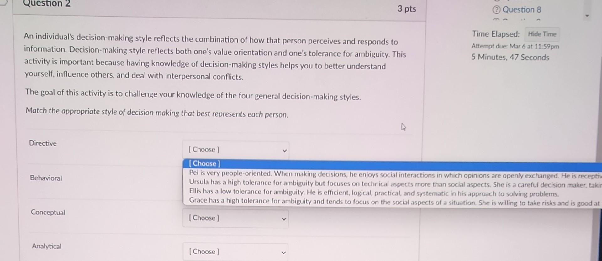 Solved An individual's decision-making style reflects the | Chegg.com