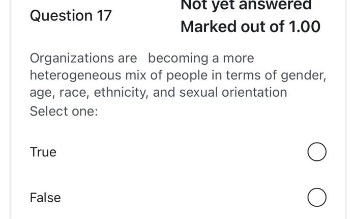 Solved Question 20 Not yet answered Marked out of 1.00 A | Chegg.com
