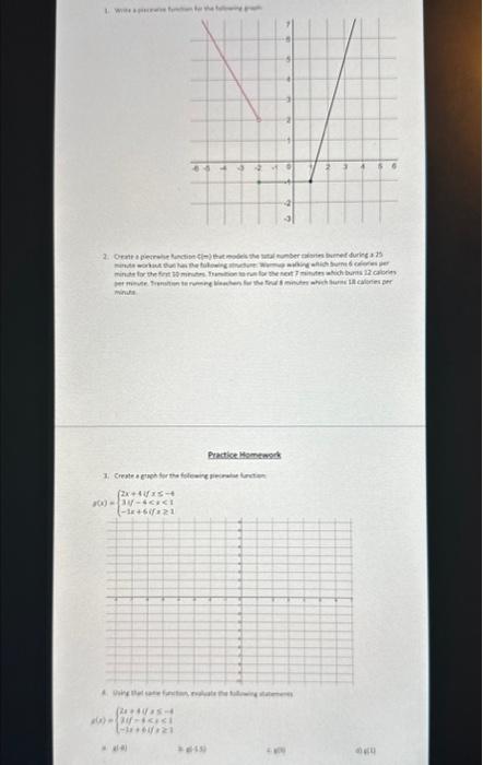 Solved 1.create a piecewise function for the following | Chegg.com