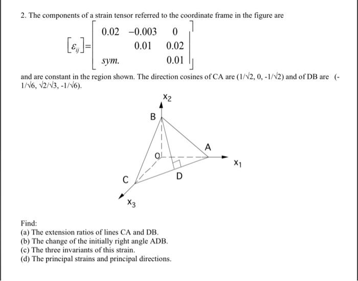Solved 2 The Components Of A Strain Tensor Referred To The