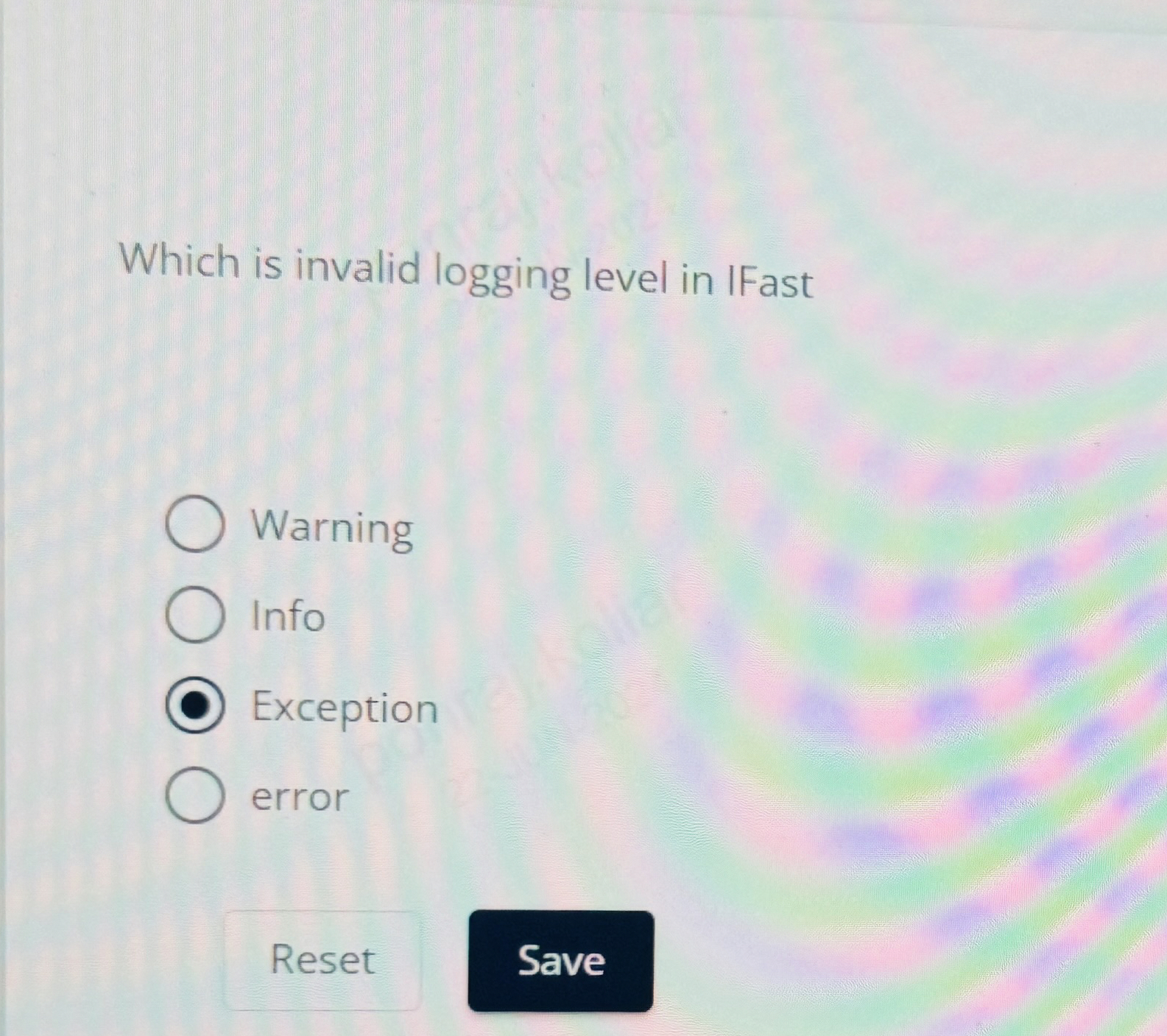 Solved Which is invalid logging level in | Chegg.com