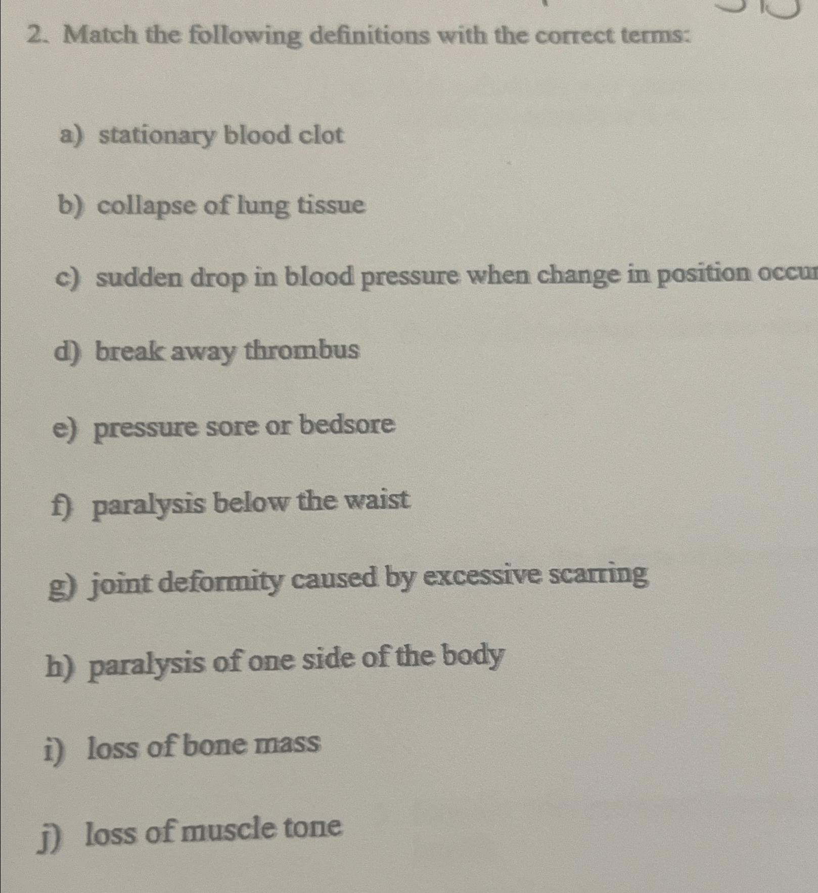 Solved Match the following definitions with the correct | Chegg.com