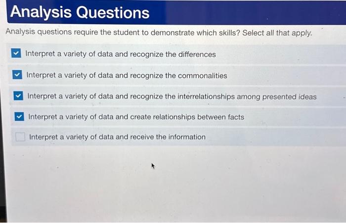 Solved Analysis questions require the student to demonstrate | Chegg.com