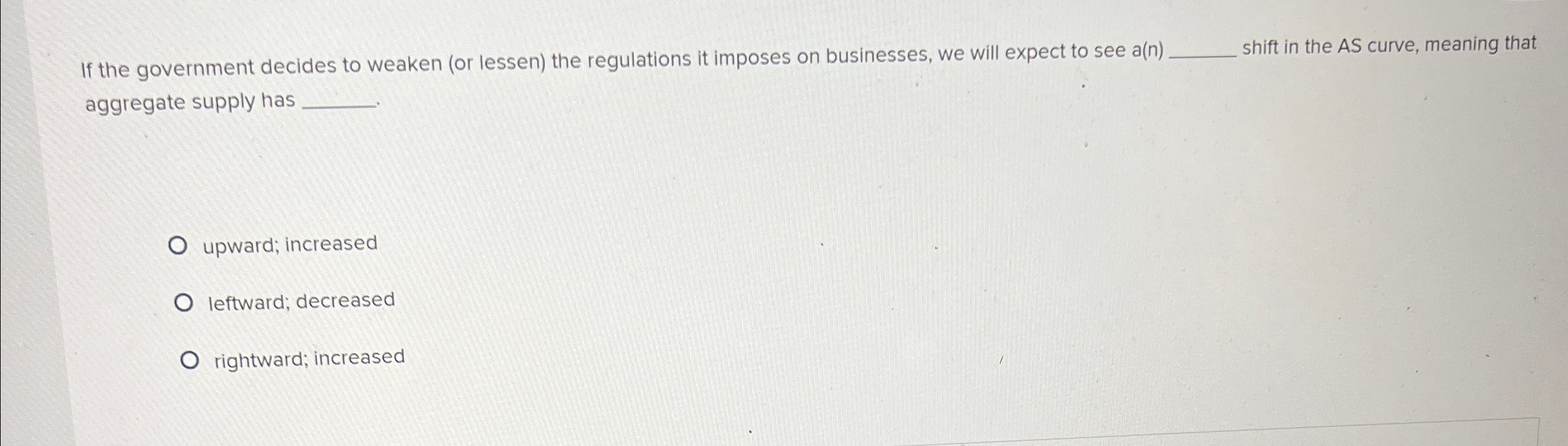 Solved If the government decides to weaken (or lessen) ﻿the | Chegg.com