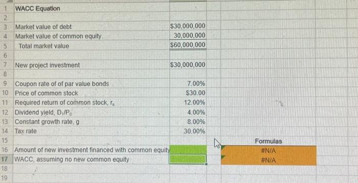Solved Excel Online Structured Activity: WACC Estimation On | Chegg.com