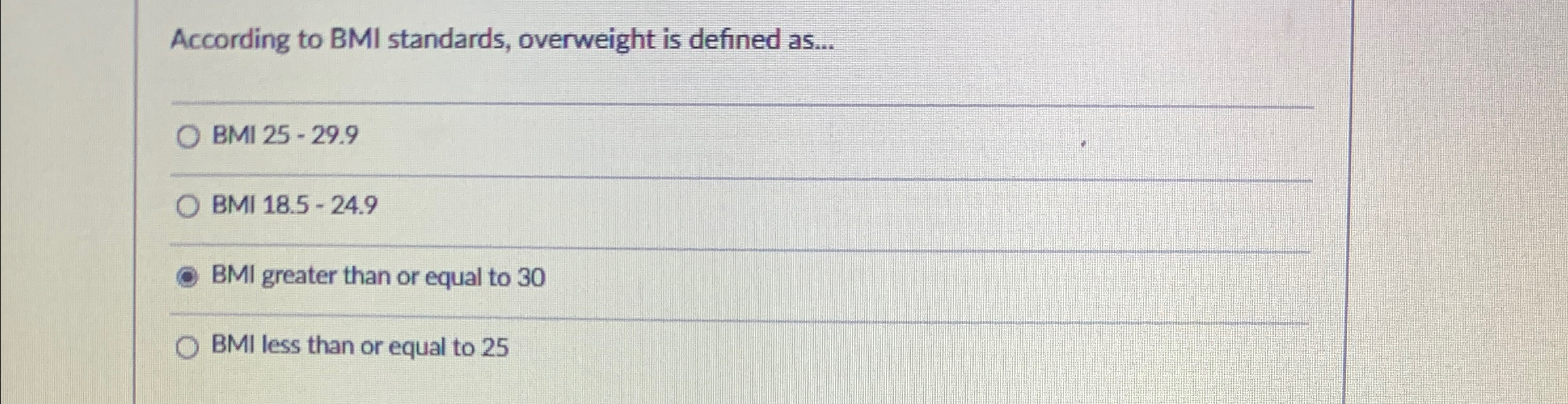 Solved According to BMI standards, overweight is defined | Chegg.com