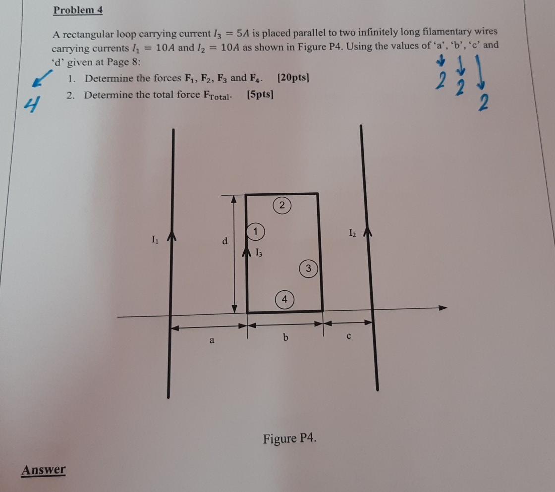 Solved Problem 4 A rectangular loop carrying current Iz = 5A | Chegg.com