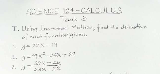 Solved SCIENCE 124-CALCULUS Task 3 I. Using Increment | Chegg.com