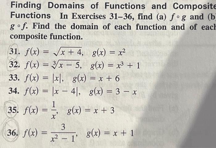 Solved Finding Domains of Functions and Composite Functions | Chegg.com Solved Finding Domains of Functions and Composite Functions | Chegg.com