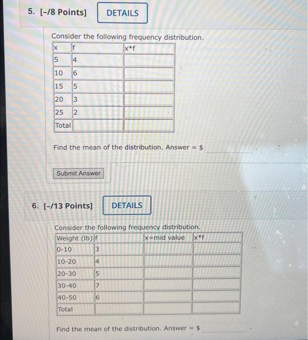 Solved Consider the following frequency distribution. Find | Chegg.com