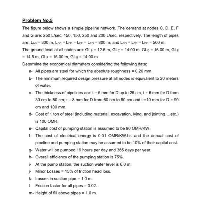 Solved Problem No.5 The figure below shows a simple pipeline | Chegg.com