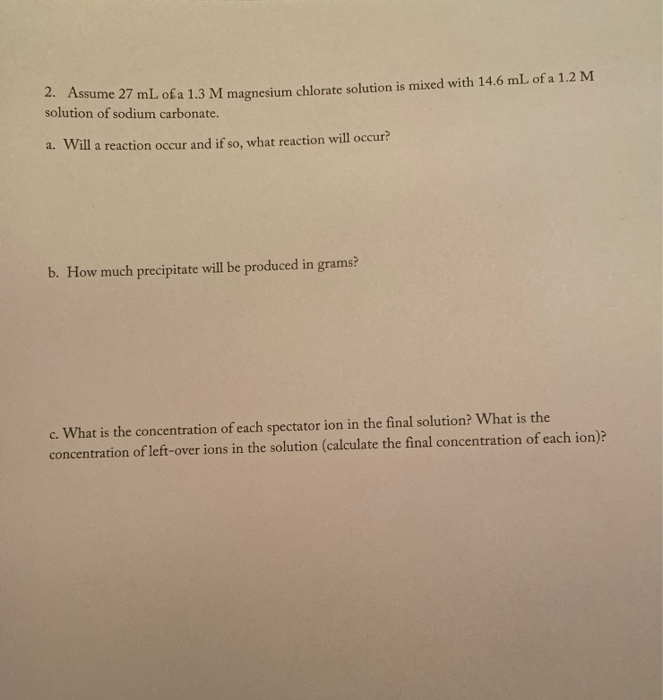 Solved of aluminum chloride are mixed in a beaker. If equal | Chegg.com