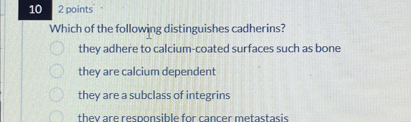 Solved 102 ﻿pointsWhich of the following distinguishes | Chegg.com