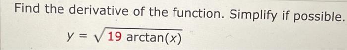 Solved Derivative of inverse Trig function. Find the | Chegg.com