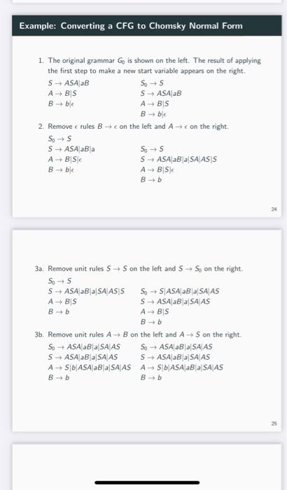 Solved Example: Converting a CFG to Chomsky Normal Form 1. | Chegg.com