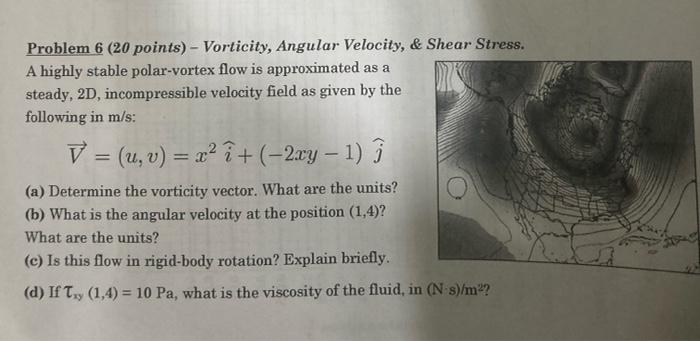 Solved Problem 6 (20 points) - Vorticity, Angular Velocity, | Chegg.com