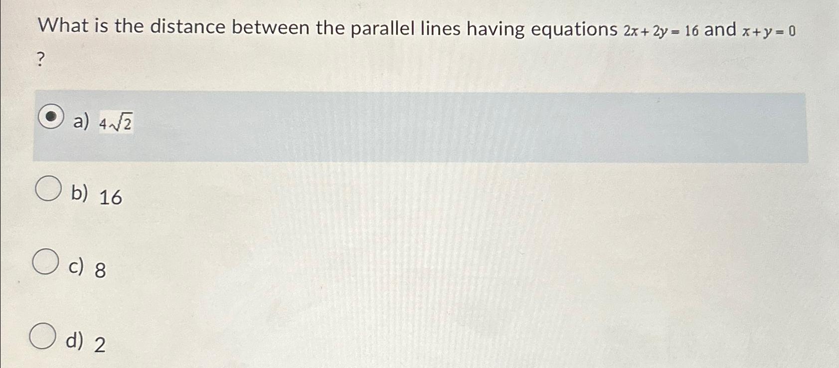 Solved What is the distance between the parallel lines | Chegg.com