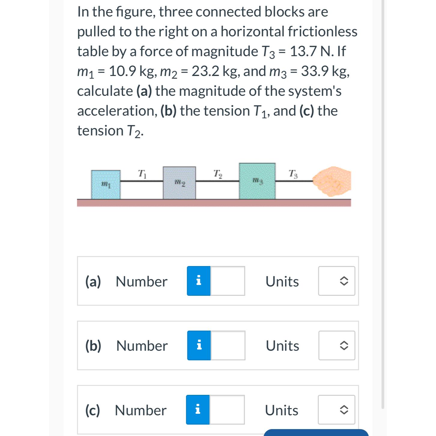 In the figure, three connected blocks are pulled to | Chegg.com