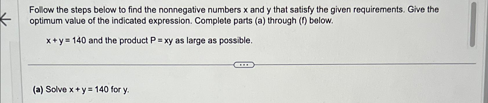 Solved Follow the steps below to find the nonnegative | Chegg.com