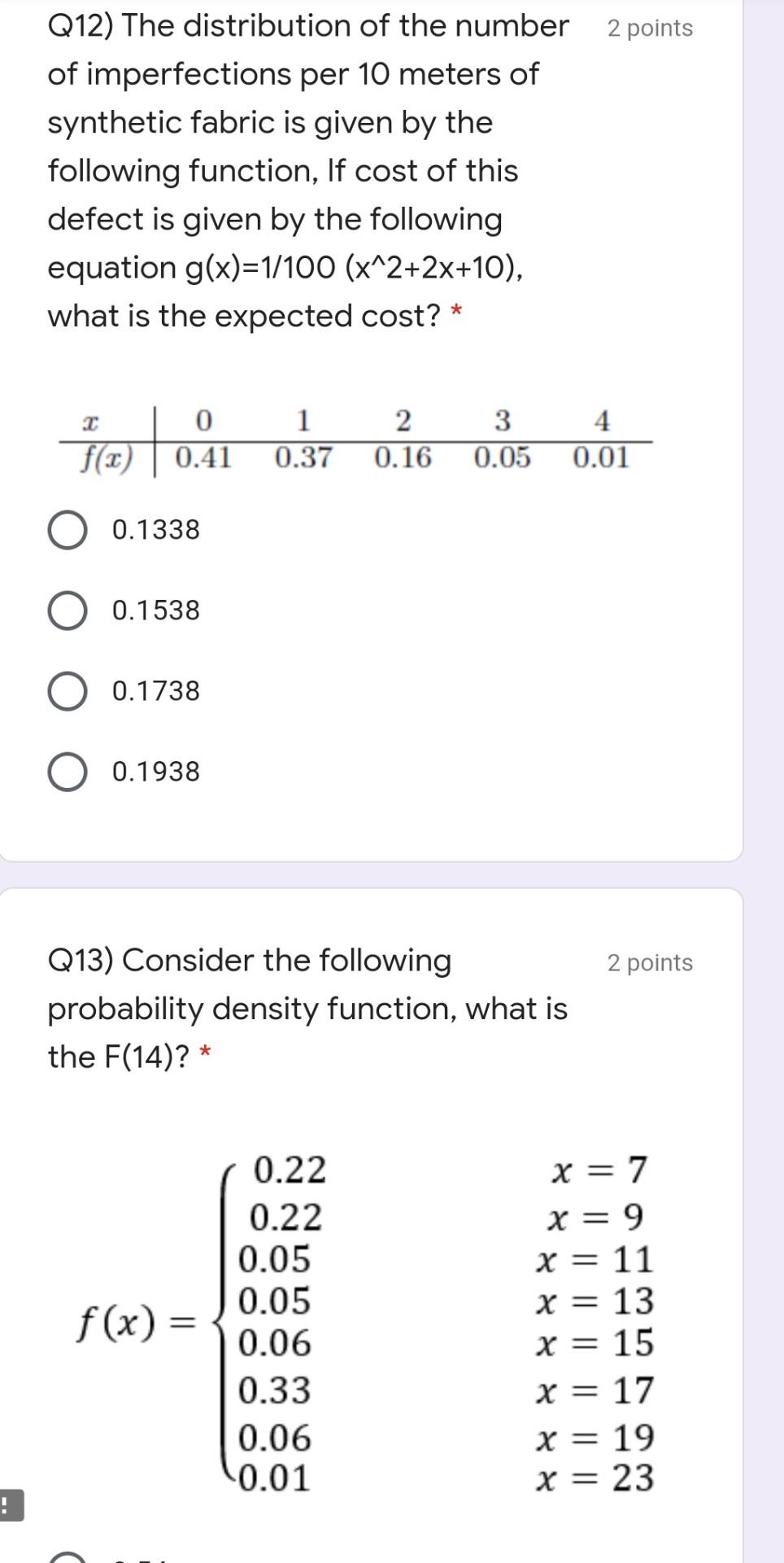 Solved 2 points Q12) The distribution of the number of | Chegg.com