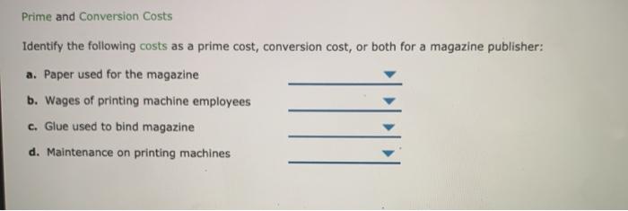 Solved Prime and Conversion Costs Identify the following | Chegg.com
